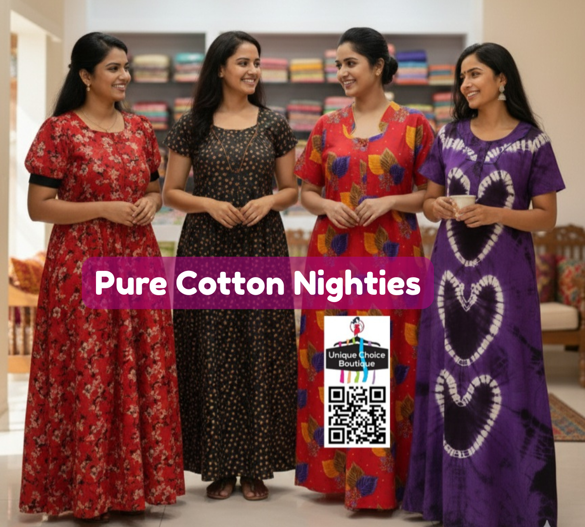 Buy Indian Cotton Nighties, Nightwear for women Online in UAE – Unique ...
